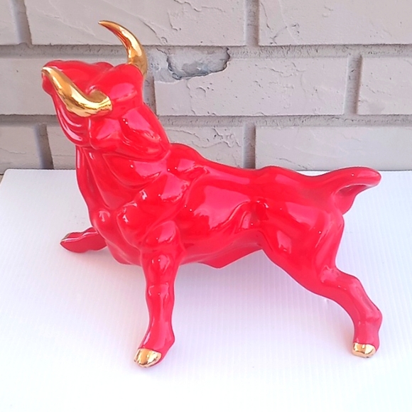 Vintage | Accents | Vintage Ceramic Bull Statue Vintage Taurus Figurine ...